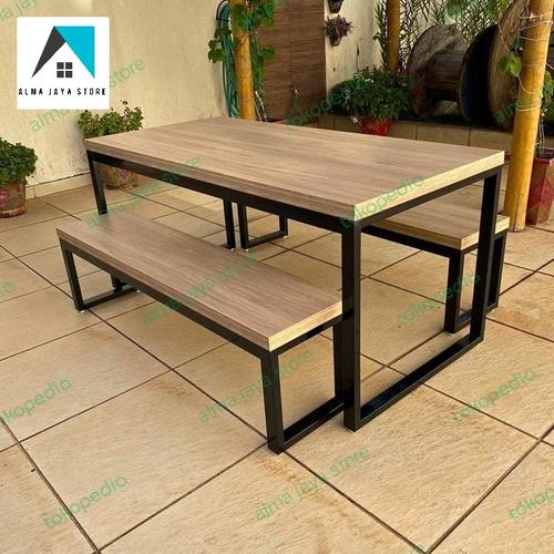 Jual meja cafe/meja makan kursi panjang kayu mahoni - Kab. Lebak - alma ...