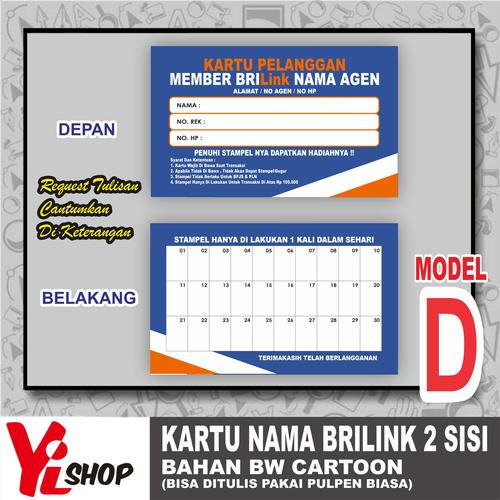 Jual Kartu Nama Member Agen BRILINK Kartu Pelanggan - B (BulakBalik ...
