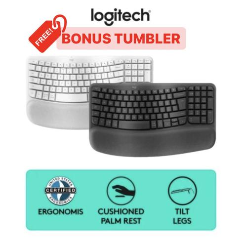 Jual Logitech Wave Keys Keyboard Wireless Bluetooth Ergonomis Palm Rest ...