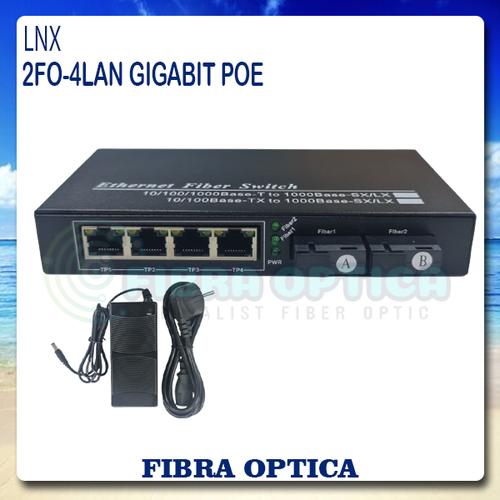Jual Media Converter 2 SC 4 LAN Gigabit PoE Ethernet Fiber Switch 2 FO ...