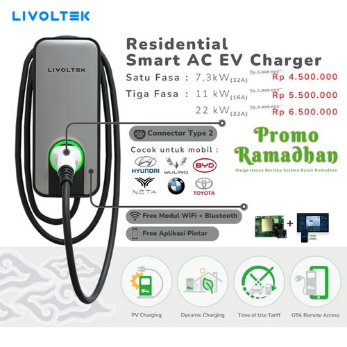 Jual LIVOLTEK SMART EV CHARGER Fast Charging Type2 - 7.3kW 11kW 22kW - 7.3kW 1 Phase - Kab ...