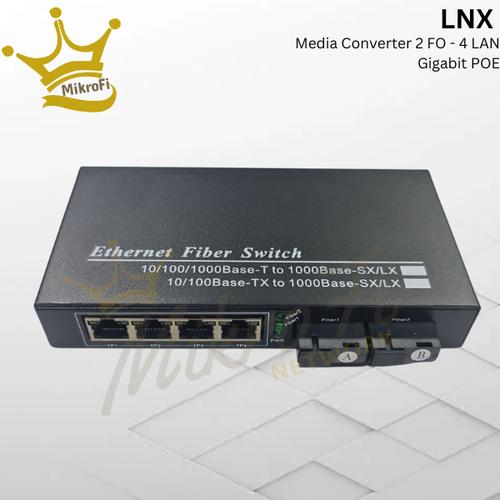 Jual Media Converter Ethernet Fiber Switch FO 2 SC 4 LAN POE Gigabit Switch - Jakarta Utara ...