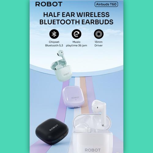 Jual Earphone Bluetooth TWS Airbuds ROBOT T60 - Putih - Jakarta Pusat ...
