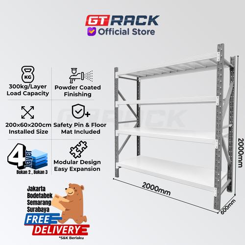 Promo RAK BESI 300KG 4 TINGKAT 2 METER RACK GUDANG SUSUN KOSMETIK ...