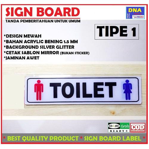 Jual Sign label acrylic TOILET sign board petunjuk tanda peringatan ...