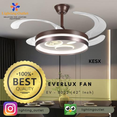 Jual Kipas Angin Lampu Kipas Plafon Led Modern Crystal EV-8002 (42 Inch ...