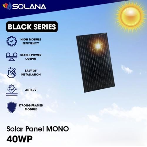 Jual SOLANA SOLAR PANEL MONO BLACK 40WP MODUL SOLAR CELL 40 WATT HITAM ...
