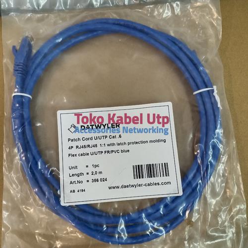 Jual Patch Cord UTP/LAN RJ45 Cat.6 Siap Pakai Original Datwyler 2Meter ...