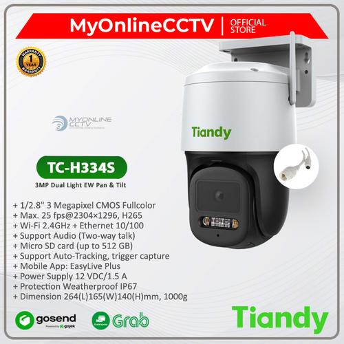 Promo Tiandy TC-H334S 3MP Dual Light EW Pan & Tilt Wi-Fi Camera CCTV ...