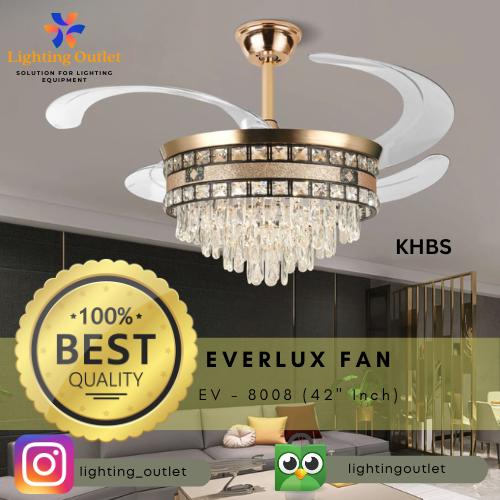 Jual Kipas Angin Lampu Kipas Plafon Led Modern Crystal EV-8008 (42 Inch ...