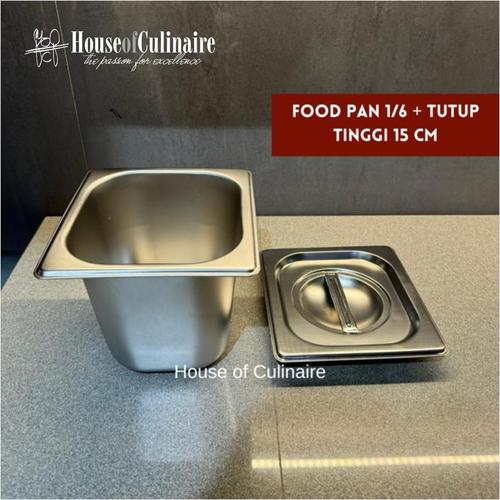 Jual Food Pan Stainless 1/6 Tinggi 15 cm + Tutup Gastronom Pan - Kota ...