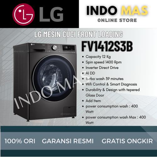 Jual LG FV1412S3B Mesin Cuci Front Loading 12Kg Inverter Direct Drive ...