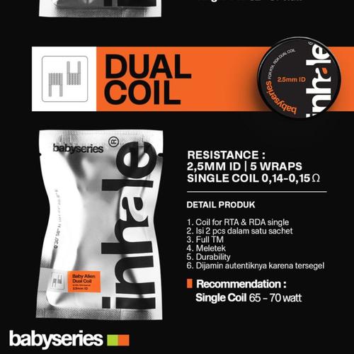 Jual Inhale Baby Alien Dual Coil 2,5mm ID by Inhale / Baby Series Dual ...
