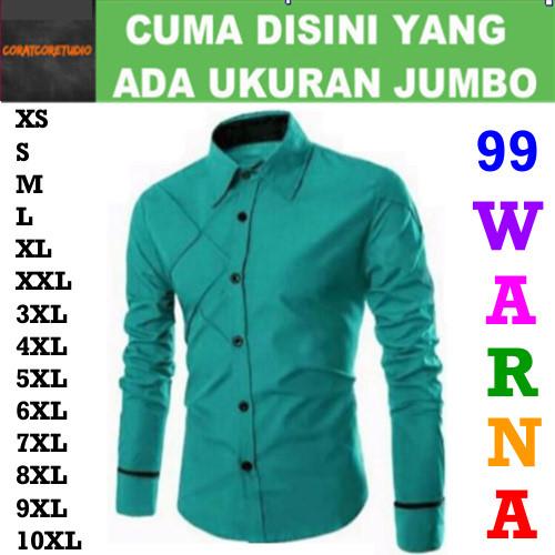 Jual Hem Cowok CHAMELEON Lgn Panjang Polos Garis HIJAU TOSCA TURKIS X ...
