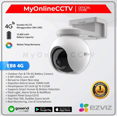 Promo EZVIZ EB8 4G 3MP Color Night PTZ Battery CCTV Outdoor - No SD ...