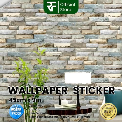 Jual PVC Wallpaper Stiker Dinding Motif batu alam warna warni 45cm x 9m ...