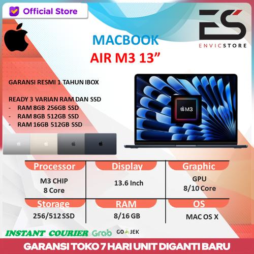 Promo Apple MacBook Air M3 13 Inch 2024 M3 Chip GPU 8Core/10Core Resmi ...