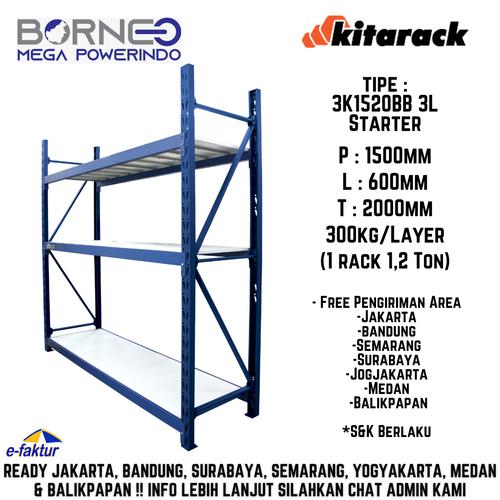 Jual KITARACK WAREHOUSE 3K1520 MEDIUM DUTY 3 LAYER 300KG/LAYER FRAME ...