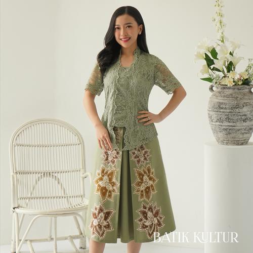 Jual Batik Kultur Set - KKBT & THS - Oversized Roses Flower in Sage ...
