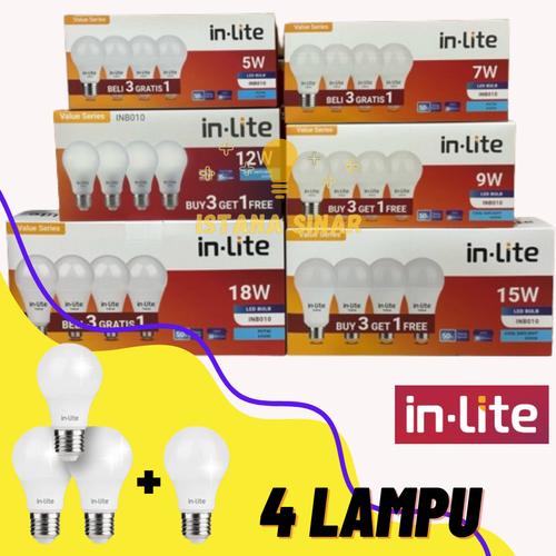 Jual INLITE Value Series Lampu Led Bulb 5W 7W 9W 12W 15W 18W Paket ...