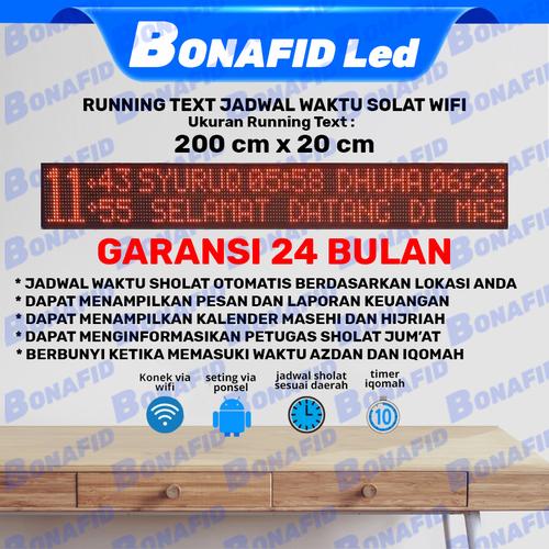 Jual Jam masjid Jadwal sholat LED running text 200cm x 20cm merah ...