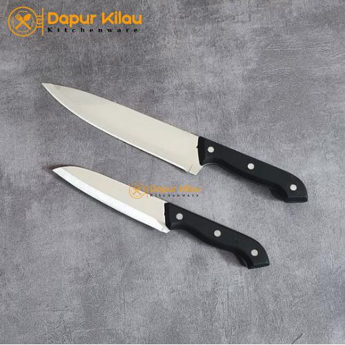 Promo Pisau Dapur Tajam Stainless Gagang Hitam Pemotong Daging Buah ...