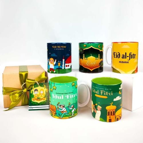 Jual Hampers Mug Lebaran / Mug Idul Fitri / Mug Cantik dan Unik - Biru ...