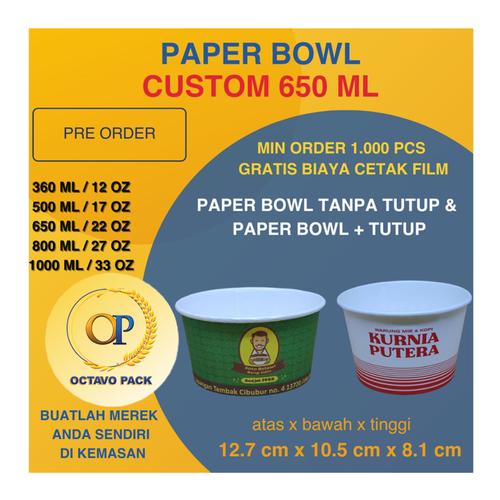 Jual Paper Bowl Custom Printing Dan Sablon/Mangkok Kertas 650ml /Bowl ...