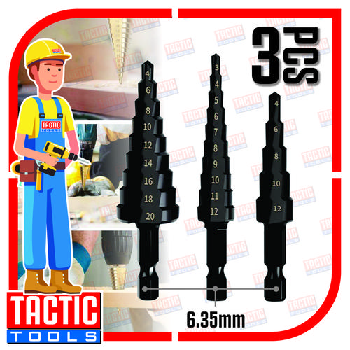 Jual Mata Bor Pagoda Titanium Multi Step Drill Bits Set 3pcs - Emas ...