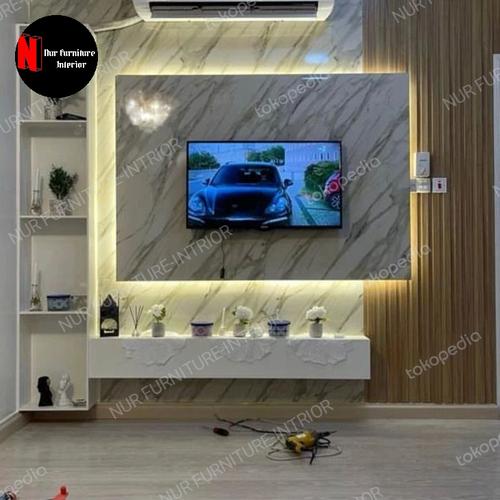 Jual rak TV/ meja TV /backdrop TV/ minimalis backdrop TV/ HPL - Kota ...