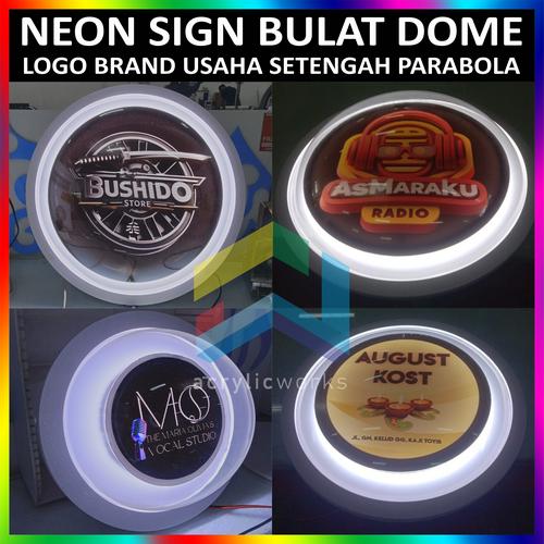 Jual Neon Signage Logo Papan Usaha Toko Nyala LED Bulat Dome Modern ...