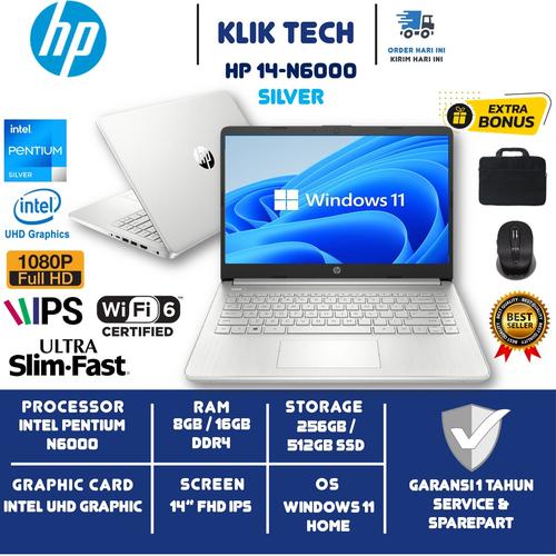 Jual LAPTOP HP 14 INTEL PENTIUM N6000 8GB 512GB SSD WINDOWS 11 SILVER ...