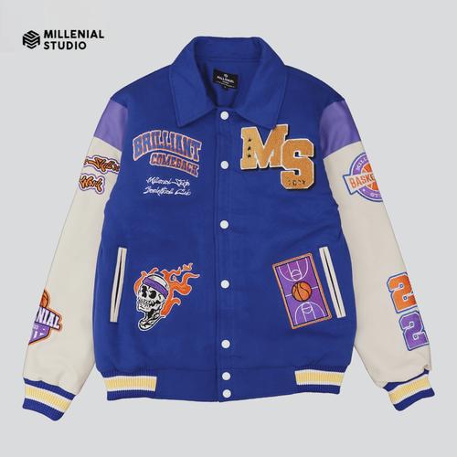 Promo JAKET VARSITY BRILLIANT COMEBACK BLUE | VARSITY BASKET BORDIR ...