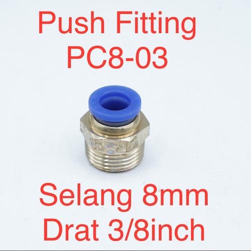 Jual PC8-03 Pneumatic Nepel Fitting Lurus Selang 8mm Drat 3/8inch Slip ...
