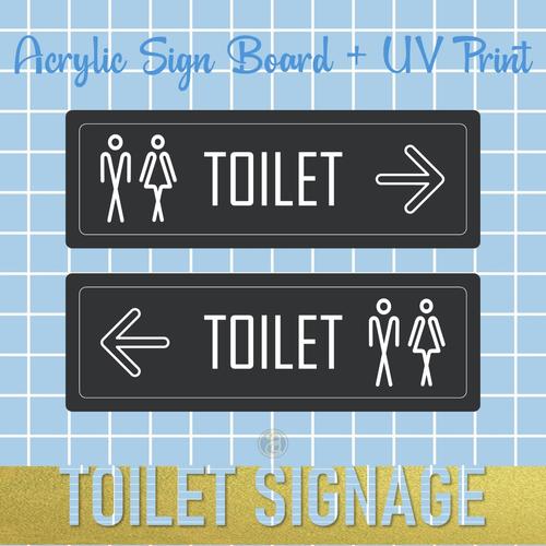 Jual Toilet sign acrylic - Sign board hitam 10x30 cm penunjuk arah ...