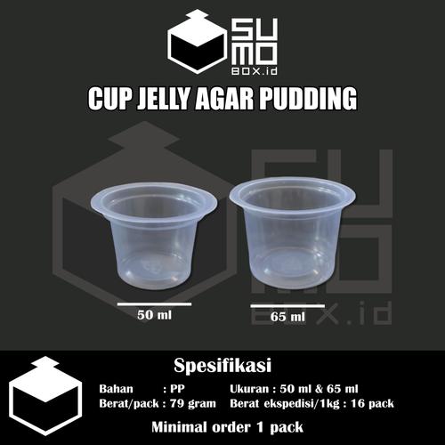 Jual Cup jelly agar puding Royal isi 50pcs / gelas ice cream 50ml + 65ml - 50ml Bening - Kab ...