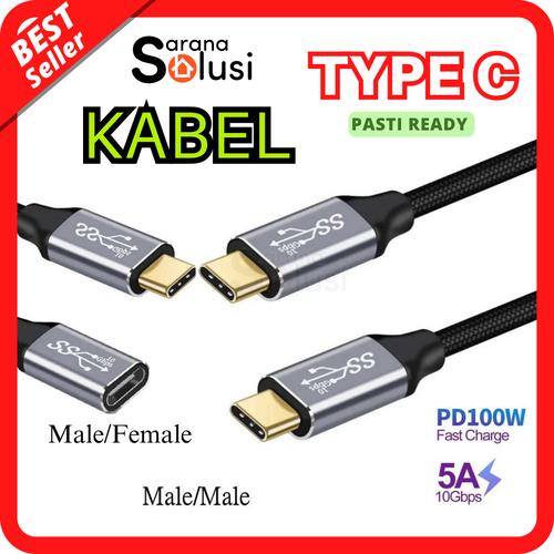 Jual Kabel Type C Male to Female / Kabel Type C Male to Male 10Gbps ...