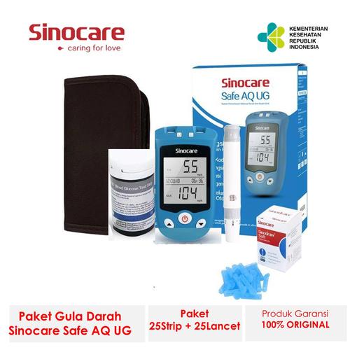 Promo Safe AQ UG Sinocare Alat Cek Gula darah Paket ( 25 Strip + 25 ...