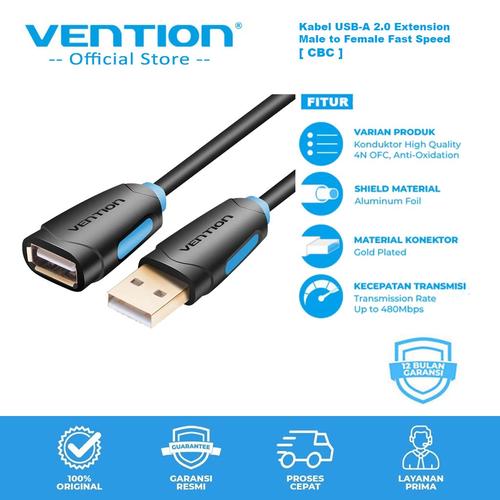 Jual Vention (CBC 5M) Kabel Extension USB 2.0 Gold Plated Male to ...