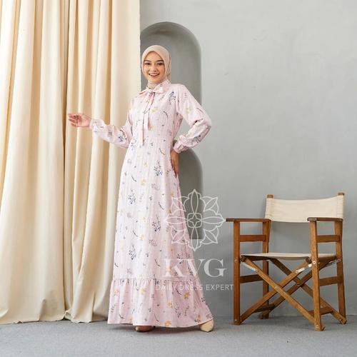 Jual Dress Korean Style Gamis Cringkle Lattecia KVG Modesty - Soft Blue ...