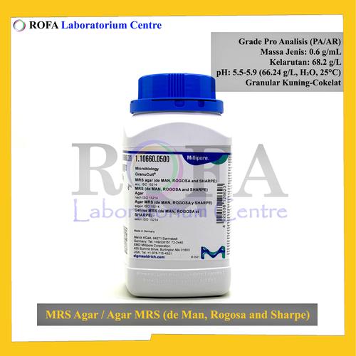 Jual MRS Agar / Agar MRS (de MAN, ROGOSA and SHARPE) Pro Analis 500 ...