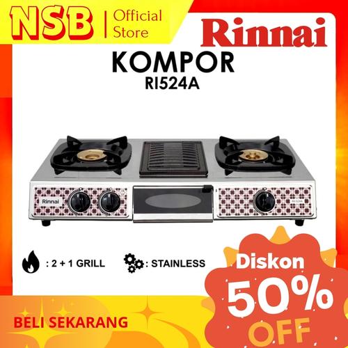 Jual Rinnai Kompor Gas rinai 2 Tungku RI 524A stenlis stainless api ...