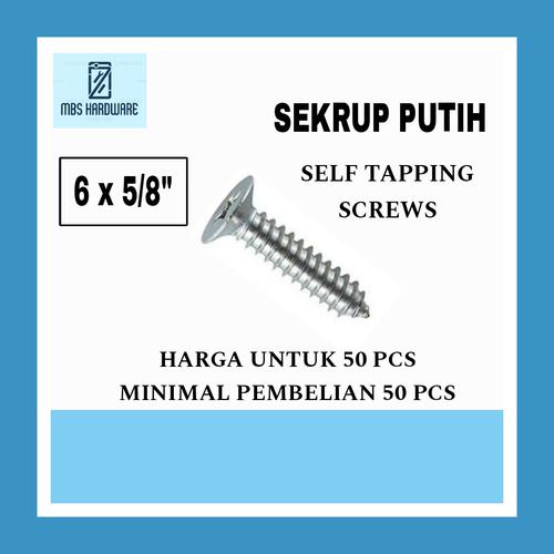 Jual (50 PCS) Skrup 6 x 5/8 inch / 1.5 cm MOON LION Taping Screw Sekrup ...