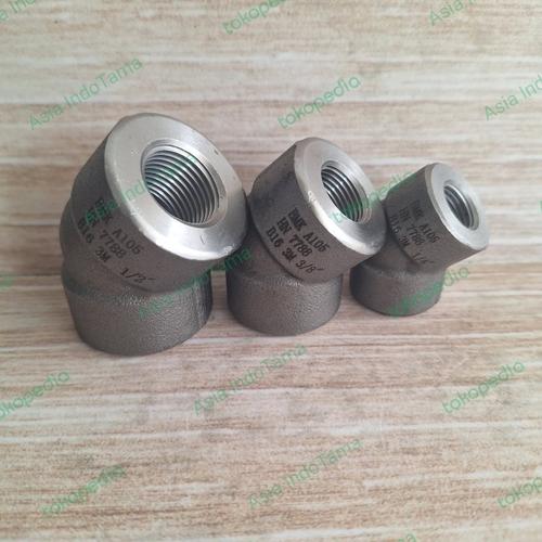 Jual Elbow Besi Class 3000 45 Derajat Drat 1/2" inch NPT - Knee #3000 ...