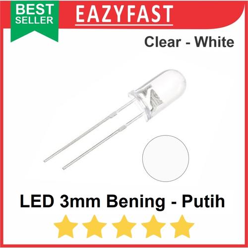 Jual LED 3mm 3 mm Clear White Transparan Bening Putih Lampu Arduino 3v ...