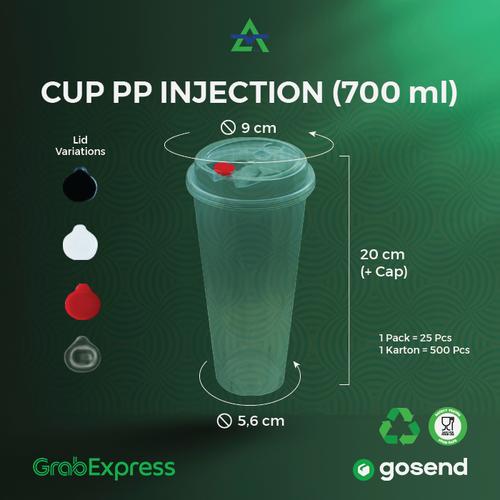 Jual Gelas Plastik Boba/Cheese Tea/ Cup Injection PP 700ml/ Cup+Lid+Cap ...