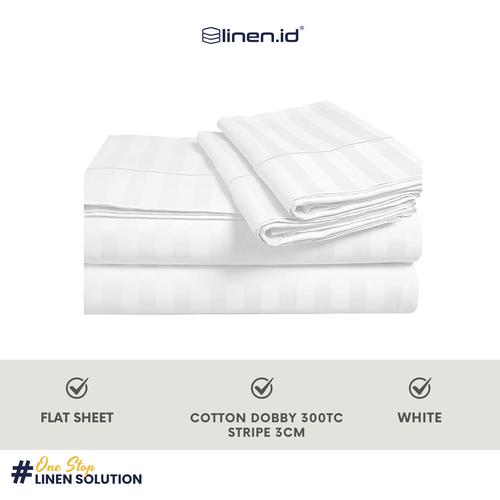 Jual [Sprei Hotel] Flat Sheet Putih Dobby Ctn Stripe 3cm 300TC Tanpa ...