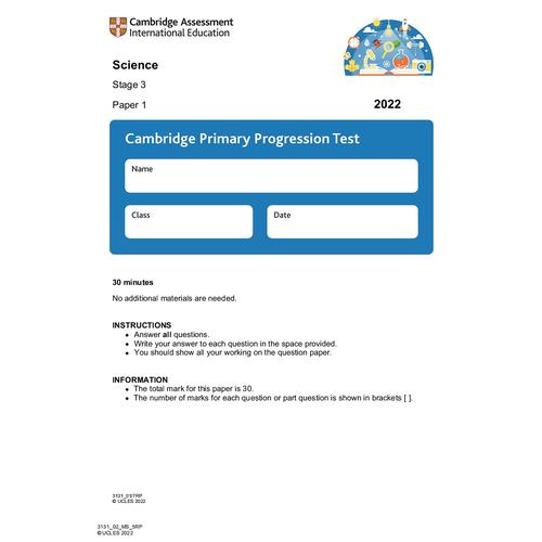 Jual Cambridge Primary Stage 3 Science 2022 Progression Test Papers w ...