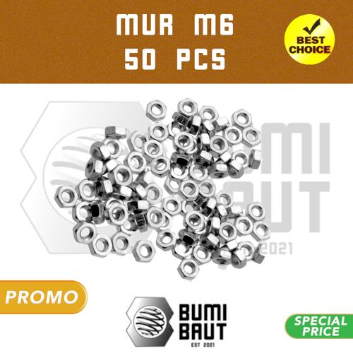Jual (50 pcs) Mur M6 Putih Galvanis Hex Nut (Kunci 10) - Kab. Bogor ...