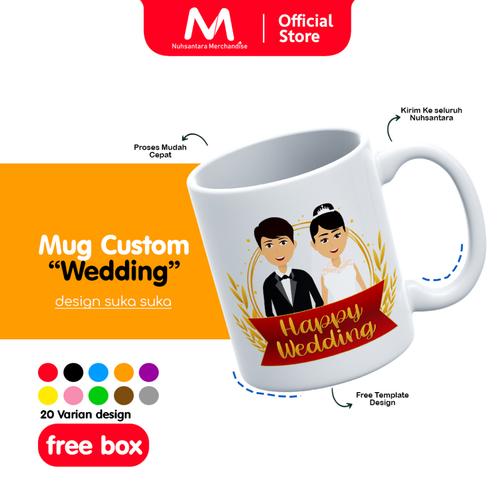 Jual HAPPY WEDDING/ CETAK MUG GELAS SOUVENIR PERNIKAHAN / MUG NIKAH ...